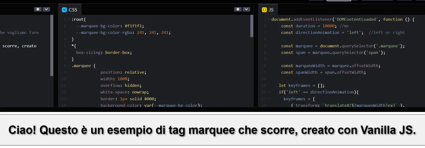 Come replicare il comportamento del tag HTML 'marquee' con HTML, CSS e ...